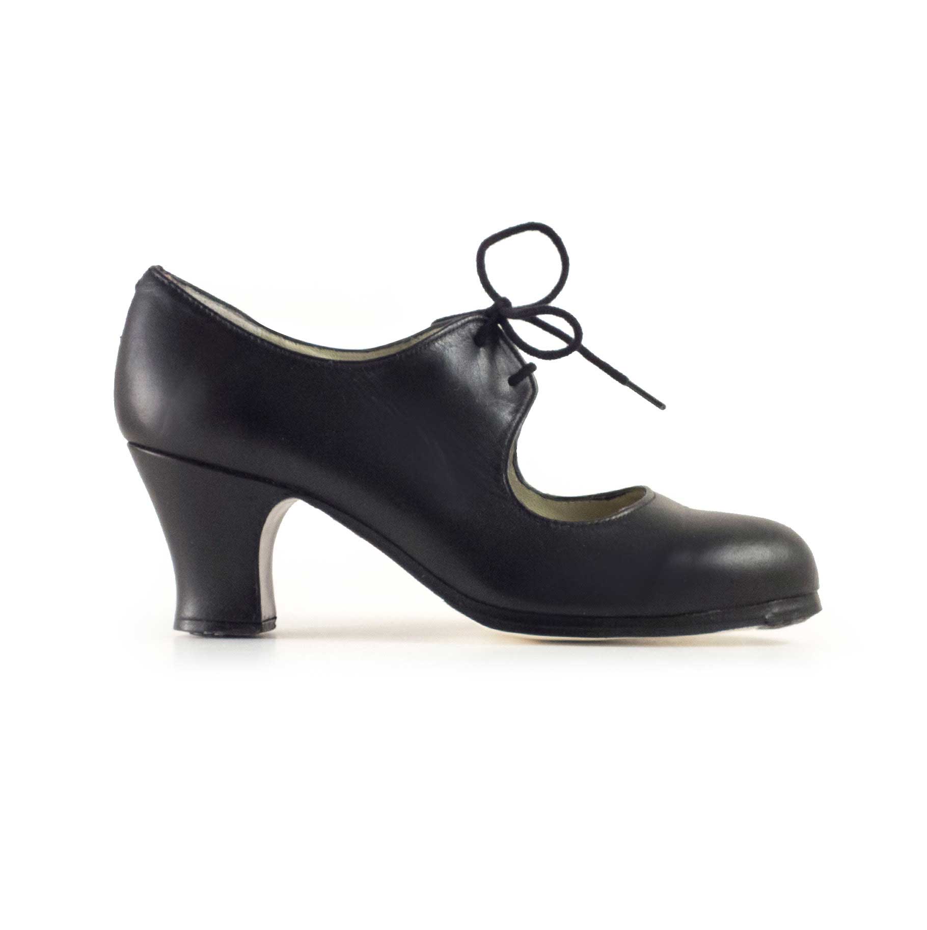 Flamenco shoes, black lace-up, 6cm reel – Tamara Flamenco
